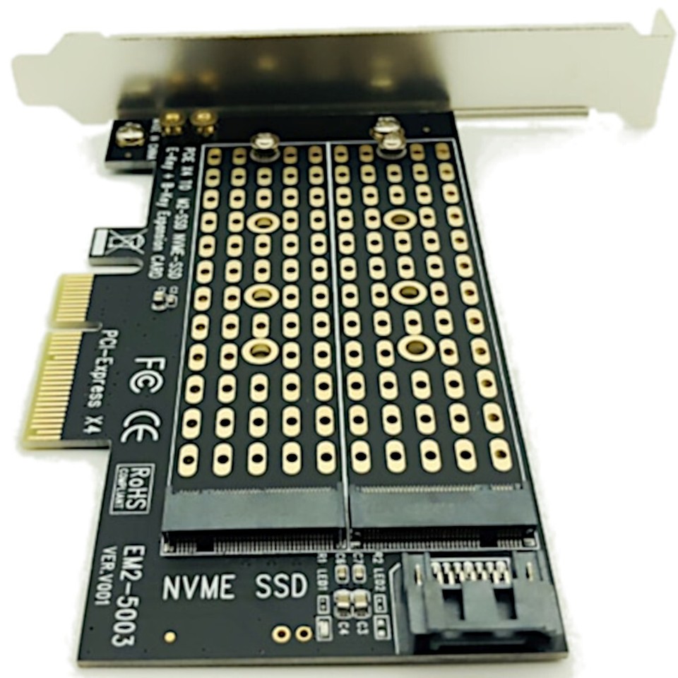 M.2 NGFF to Desktop PCIe x4 x8 x16 NVMe SATA Dual SSD PCI Express ...