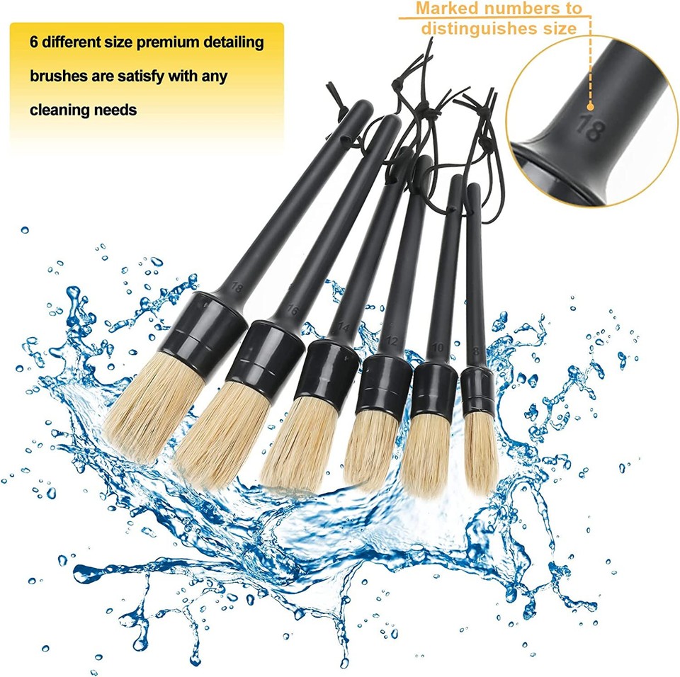 6 Pack Car Detailing Brush Set, Auto Detail Brushes Kit for Cleaning ...