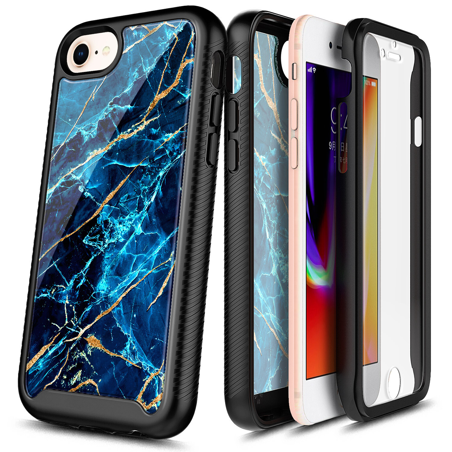 For iPhone 6 6s 7 8 Plus, 360° Full Body Defender Case Built-In Screen ...