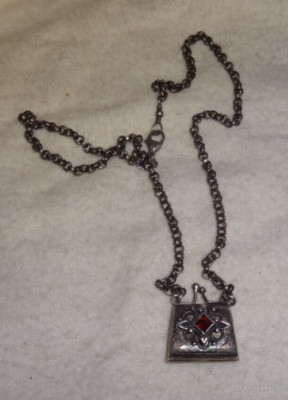 VTG Sterling Silver Red Stone Purse Locket Necklace 16” | eBay