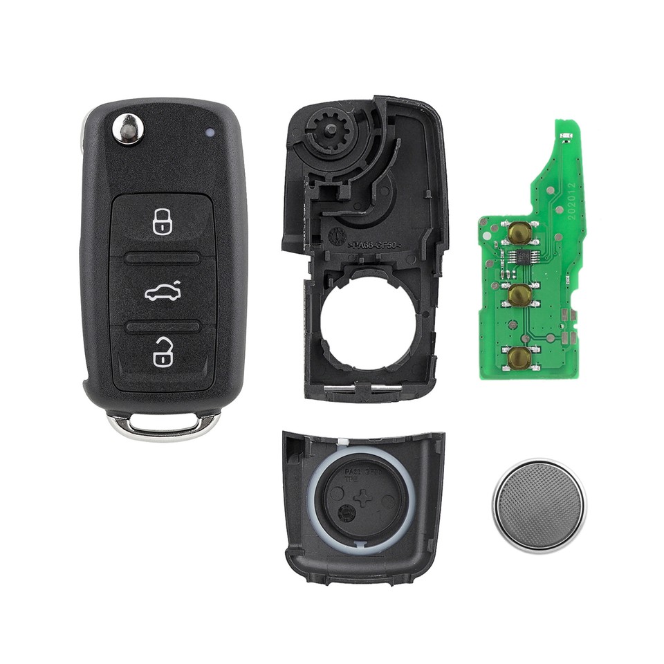 433MHz Flip Remote 3 Button Key Fob ID48 For VW Golf Mk6 Caddy Polo ...