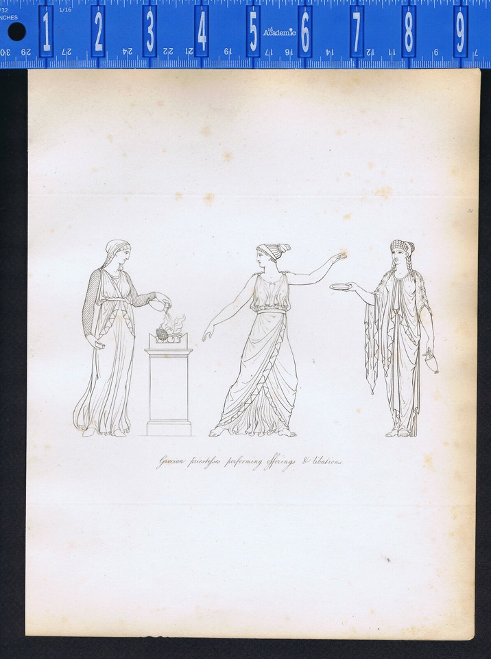Ancient Greek Priestess Performing Sacrifice & Libations - 1809 ...
