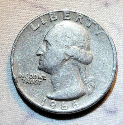 RARE 1966 US Washington Quarter-No Mint Mark and "In Cod We Trust" and ...
