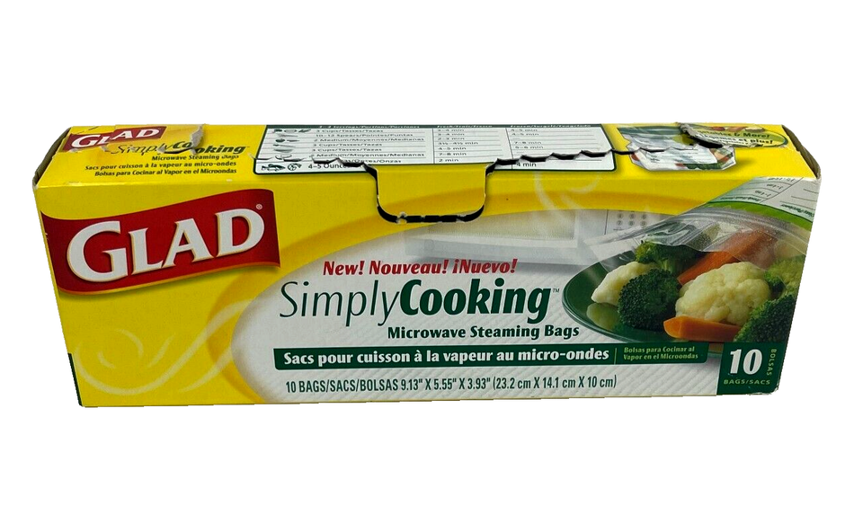 Glad Simply Cooking Microwave Steaming Bags 9 +2 Zip Lock Steam Bags | eBay