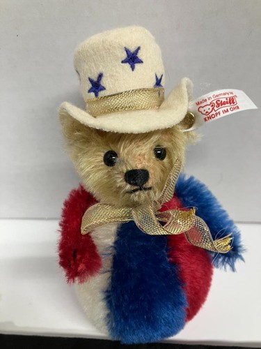 2004 STEIFF STARS AND STRIPES ROLY POLY BEAR 667459 5" #826/2004 mint ...