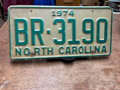 License Plate Tag North Carolina NC 1974 BR 3190 Rustic USA | eBay