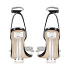 Women's Strappy Buckle Rhinestone Studded Bowknot PVC Clear Chunky Heel ...
