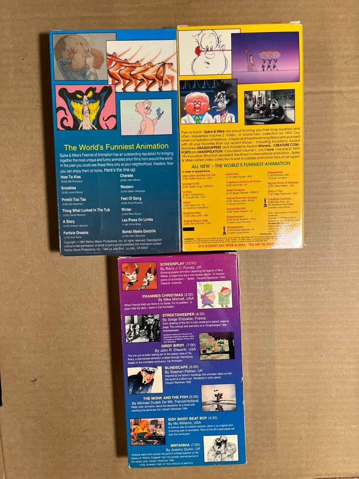 3 Pc Lot Spike & Mike's Festival of Animation volumes 1-3 VHS | eBay