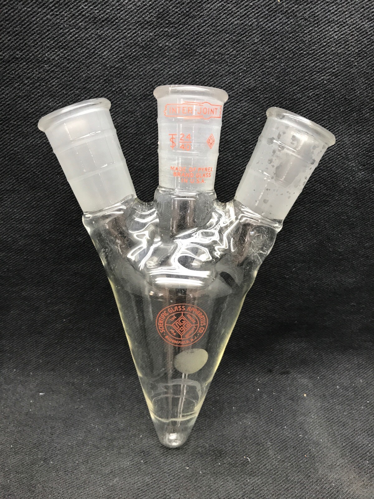 SGA PYREX Glass 150mL Angled 3-Neck Tapered Wall Distilling Flask 24/40 ...