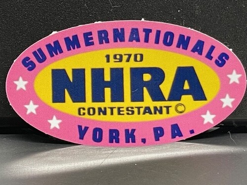 VRHTF NHRA "SUPER COOL 1970 SUMMERNATIONALS CONTESTANT" 3" X 4" DIE CUT ...