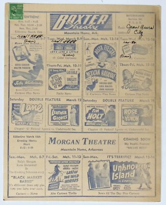 1948 Baxter Movie Theater Mountain Home Arkansas Movie Line Up Glenn ...