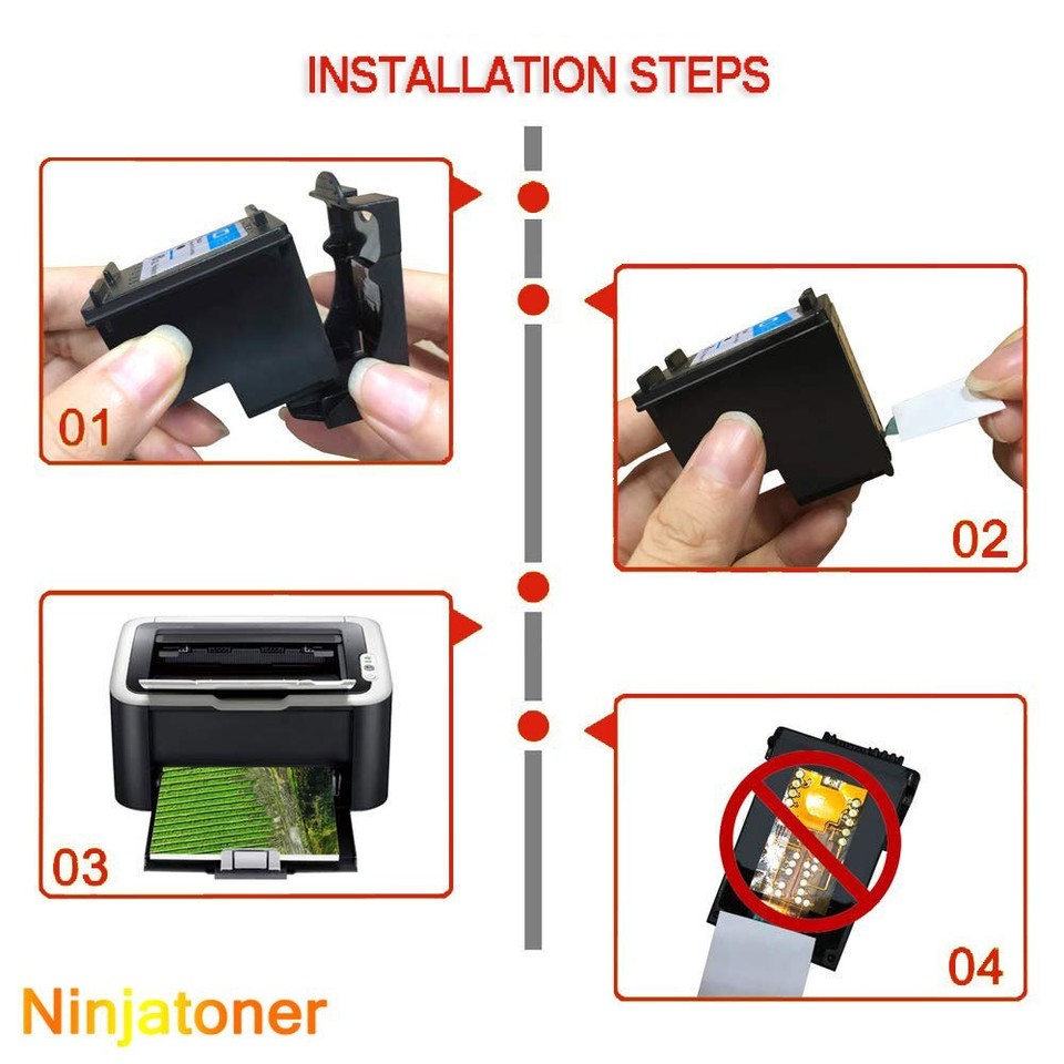 New Chip Black Color Ink Cartridge Combo pk For HP 60XL 61XL 62XL 63XL ...