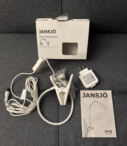 IKEA JANSJO White Led Desk Hobby Lamp Light Flexible Articulating Clip ...