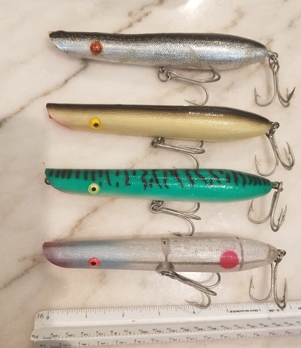 Lot Of 4 Vintage Cotton Cordell Pencil Popper 6 1/2" Lures STRIPER ...