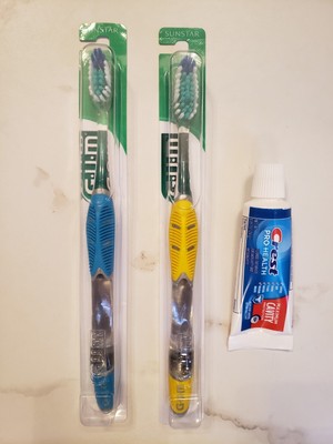 2 GUM Technique Soft Bristle Toothbrushes w/Crest ProHealth Travel ...
