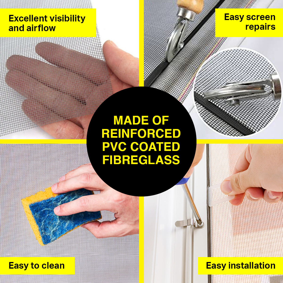 Handy Hardware Insect Fly Screen Black Fiberglass Easy Doors Windows 7. ...