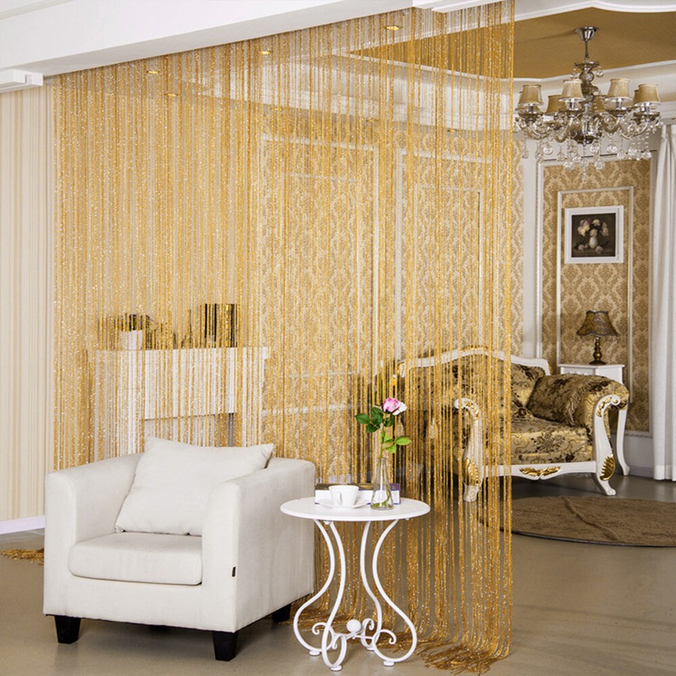 ANMINY Glitter String Door Curtain Room Dividers Fringe Window Panel ...