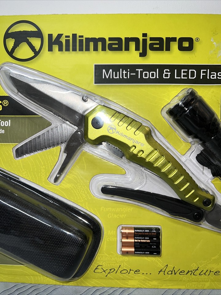 Kilimanjaro Magnus Multi-Tool & LED Flashlight Set Stainless Steel ...