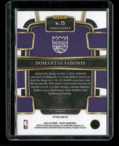 023-24 Select #25 Domantas Sabonis Green/White/Purple - 13423 | eBay
