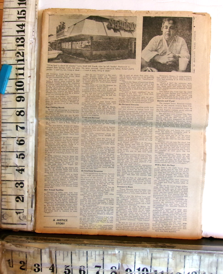 1974 SAMBO'S RESTAURANT- PALM SPRINGS- MYSTERIOUS DISAPPEARANCE LARRY ...