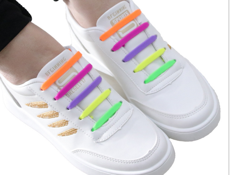 Elastic No Tie Shoe Laces Silicone Rubber shoelaces for trainers ...