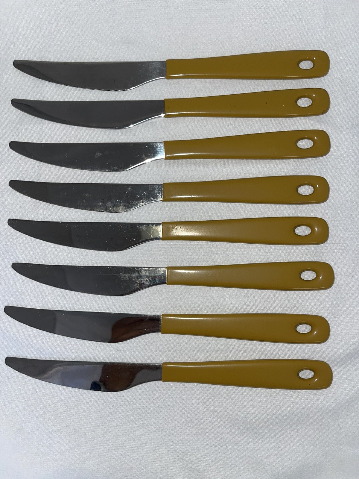 8 Casualware Stainless Dinner Knives Flatware 1971 Mustard Yellow Gold ...