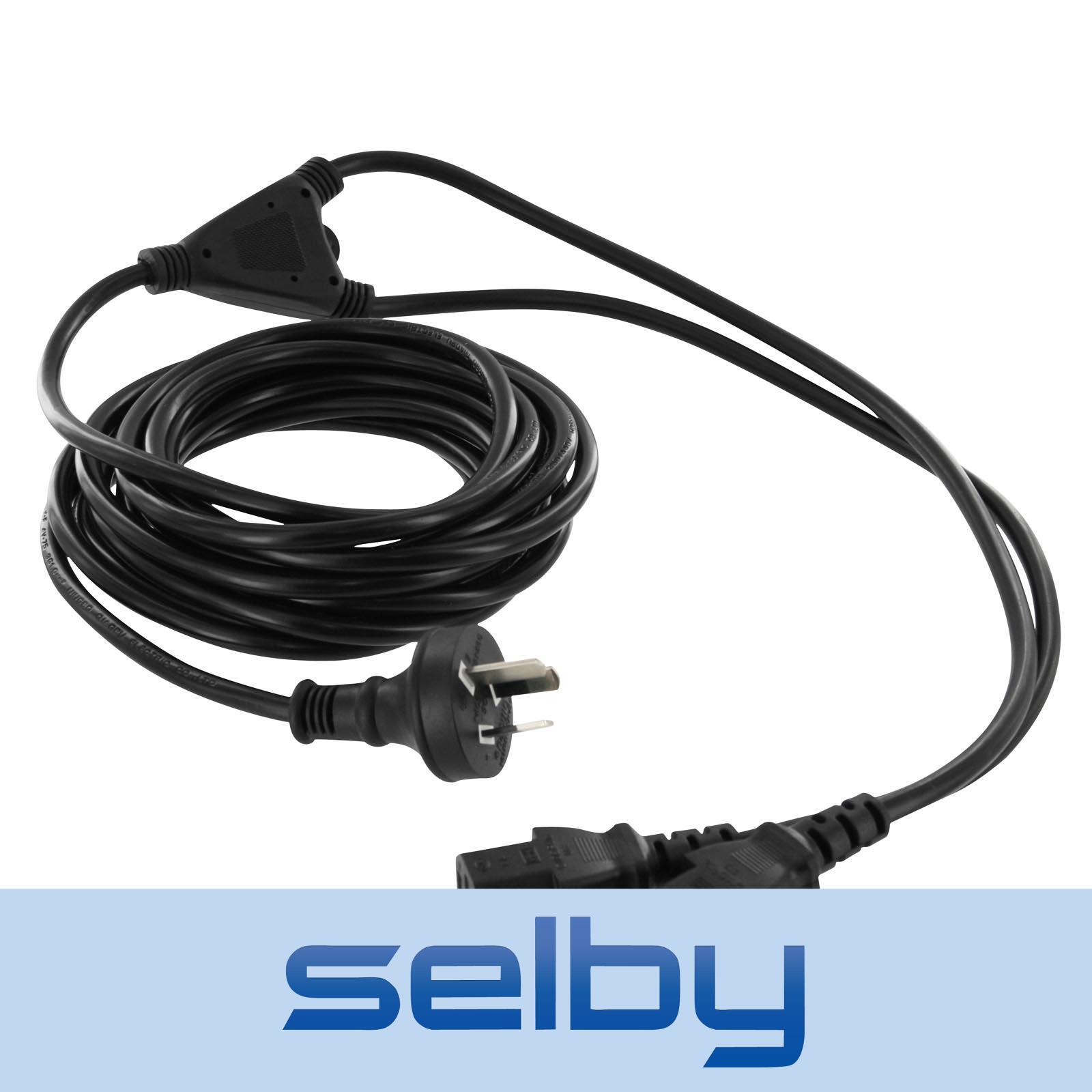 2m Mains Power Lead AU 3-Pin to 2 x "Kettle Plugs" Dual Cable Cord ...