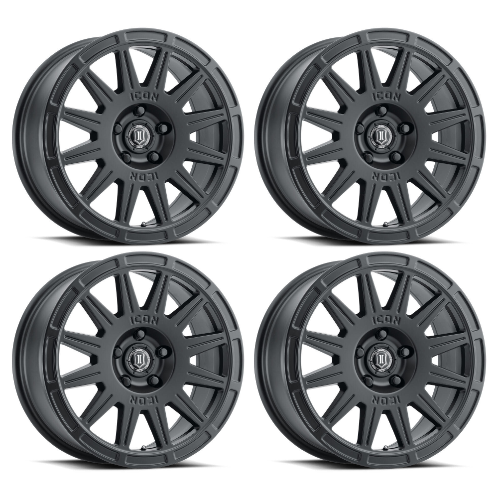 ICON Alloys 7017806560SB Set of 4 17x8 5x4.5 38mm Ricochet Satin Black ...