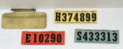 Lot 3 Vintage Michigan Resident Deer Hunting License Back Tag 1954 66 ...