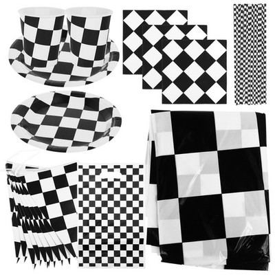 1 Set Checkered Flag Plates and Napkins Party Supplies Checkered Party ...