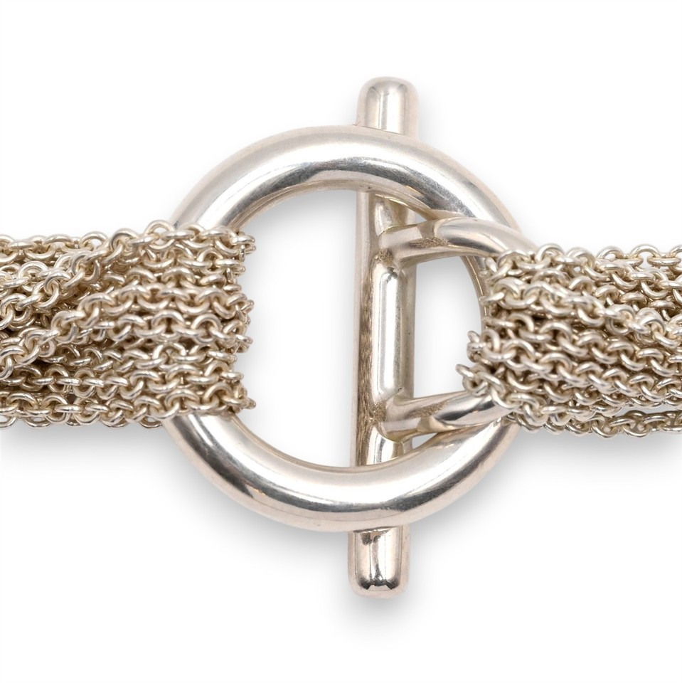 VINTAGE TIFFANY & CO MULTI STRAND OPEN HEART TOGGLE NECKLACE STERLING ...