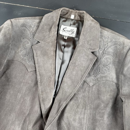 VTG Scully Blazer Mens 52 Long Gray Suede Yoke Embroidered Rockabilly ...
