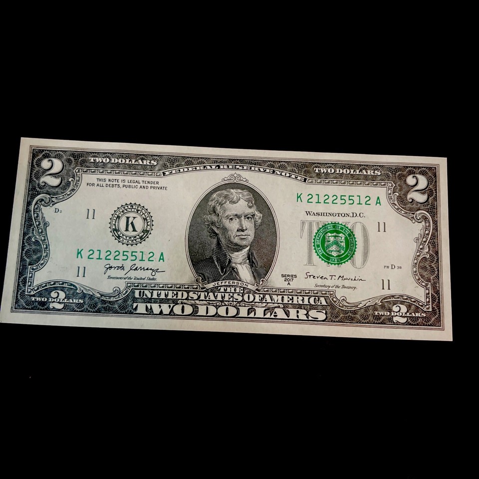 2017-A TWO DOLLAR FANCY SERIAL NUMBER UNCIRCULATED RARE NOTE RATED 97.4 ...