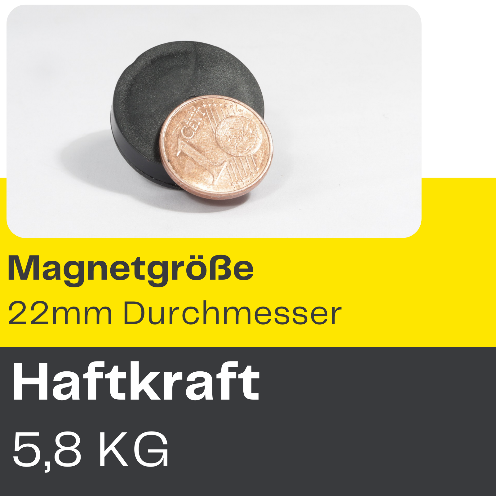 5x Neodym Magnet Gummiert 22mm 5Kg Gummi Topfmagnet mit Gewinde M4 ...