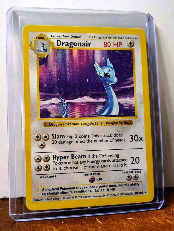 POKEMON DRAGONAIR 18/102 RARE SHADOWLESS BASE SET MP-LP | eBay