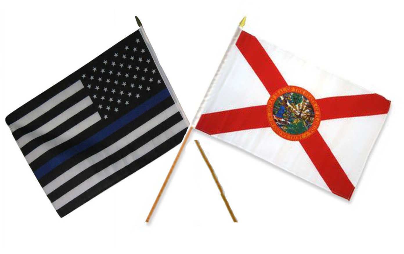 12x18 12"x18" Wholesale Combo USA Police Blue & Florida State Stick ...