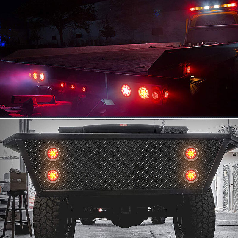 6x Amber/Red 4" Round LED Truck UTE Trailer Tail Stop Rear Reverse ...