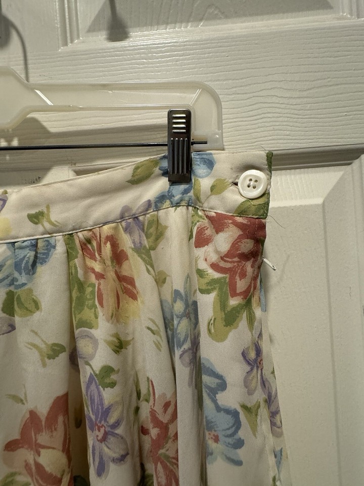 VTG Skirt Maxi Floral Long Cream XL Large 90s Cottagecore Shabby Chic ...