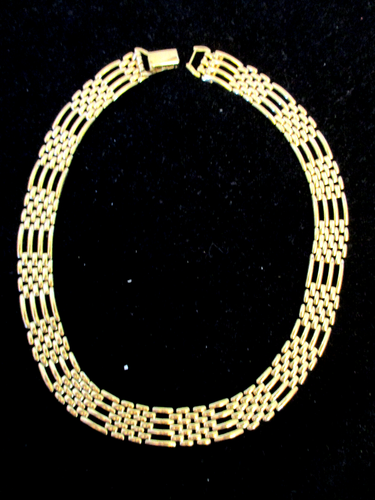 Vintage Mid Century Statement Signed Napier Gold Link 16" Collar Choker ...