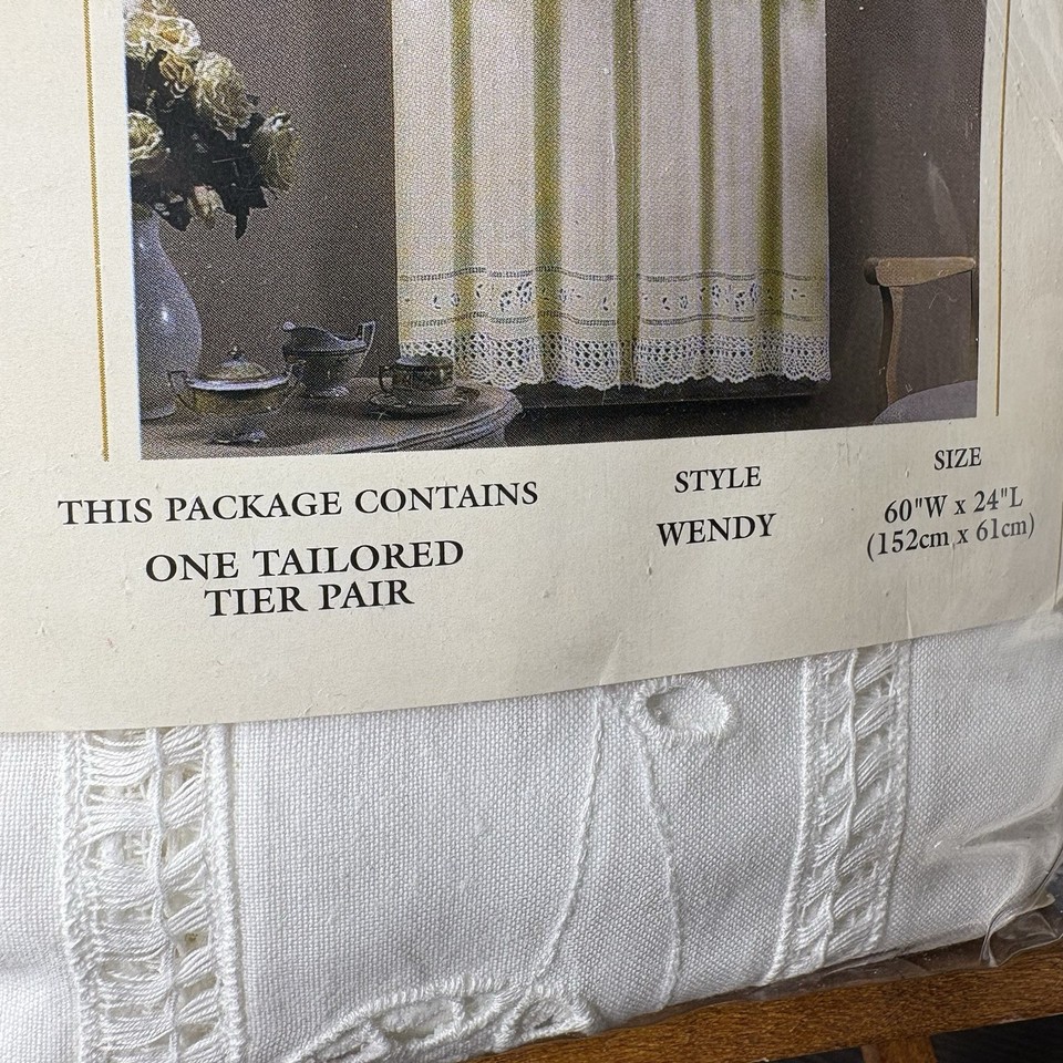 VTG NOS Sears Grandma’s One Valance and Tier Pair White Lace Curtains ...