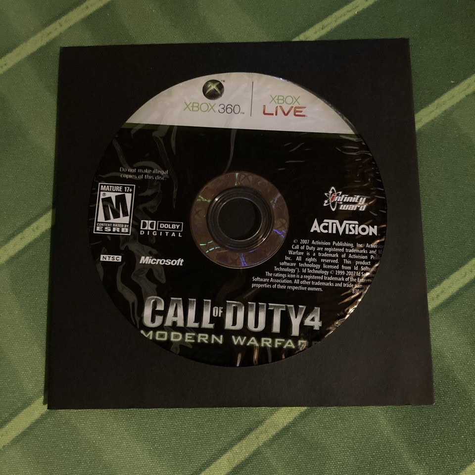 Call of Duty 4: Modern Warfare Microsoft Xbox 360, 2007 Disk Only video ...