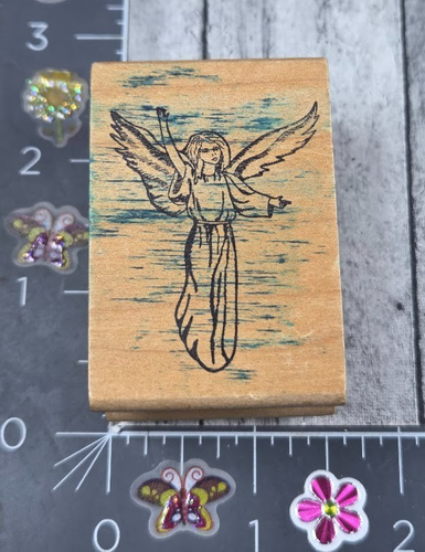 Guardian Angel Flying Detailed Rubber Stamp Wood #Q20 | eBay