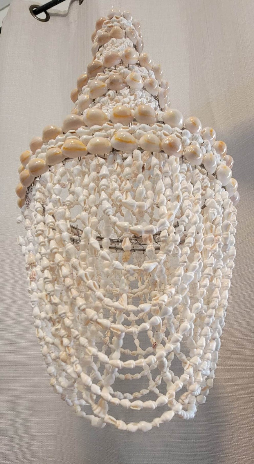 Boho Sea Shells White Chandelier, Elegant Sea Shell Lamp Shade ...