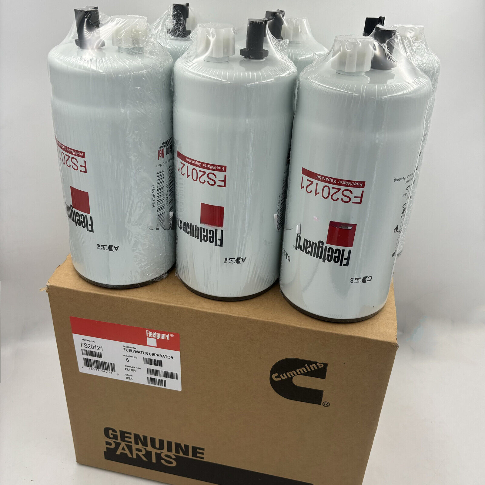 6PCS FS20121 Fuel Water Separator Filter For 2020-2023 Cummins L9 B6.7 ...
