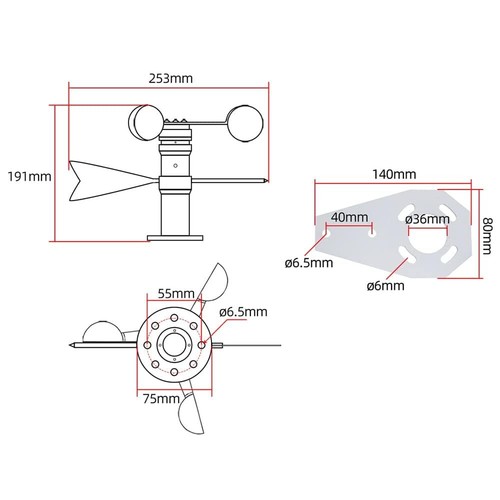 Wind Speed & Direction Integrated Sensor Wind Vane Transmitter Weather ...