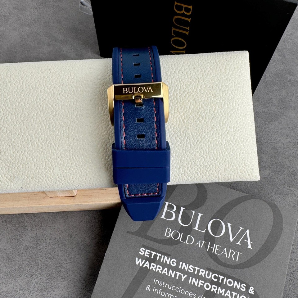 Bulova Men's Marine Star Quartz Chronograph Calenbdar Blue Watch 43mm ...