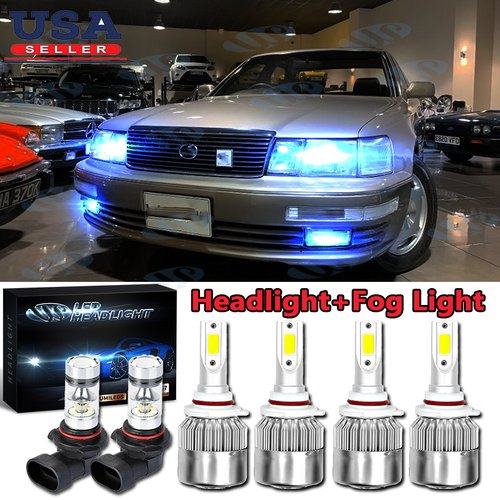 FOR LEXUS LS400 1998-2000 6X COMBO 9005 9006 LED HEADLIGHT FOG LIGHT ...
