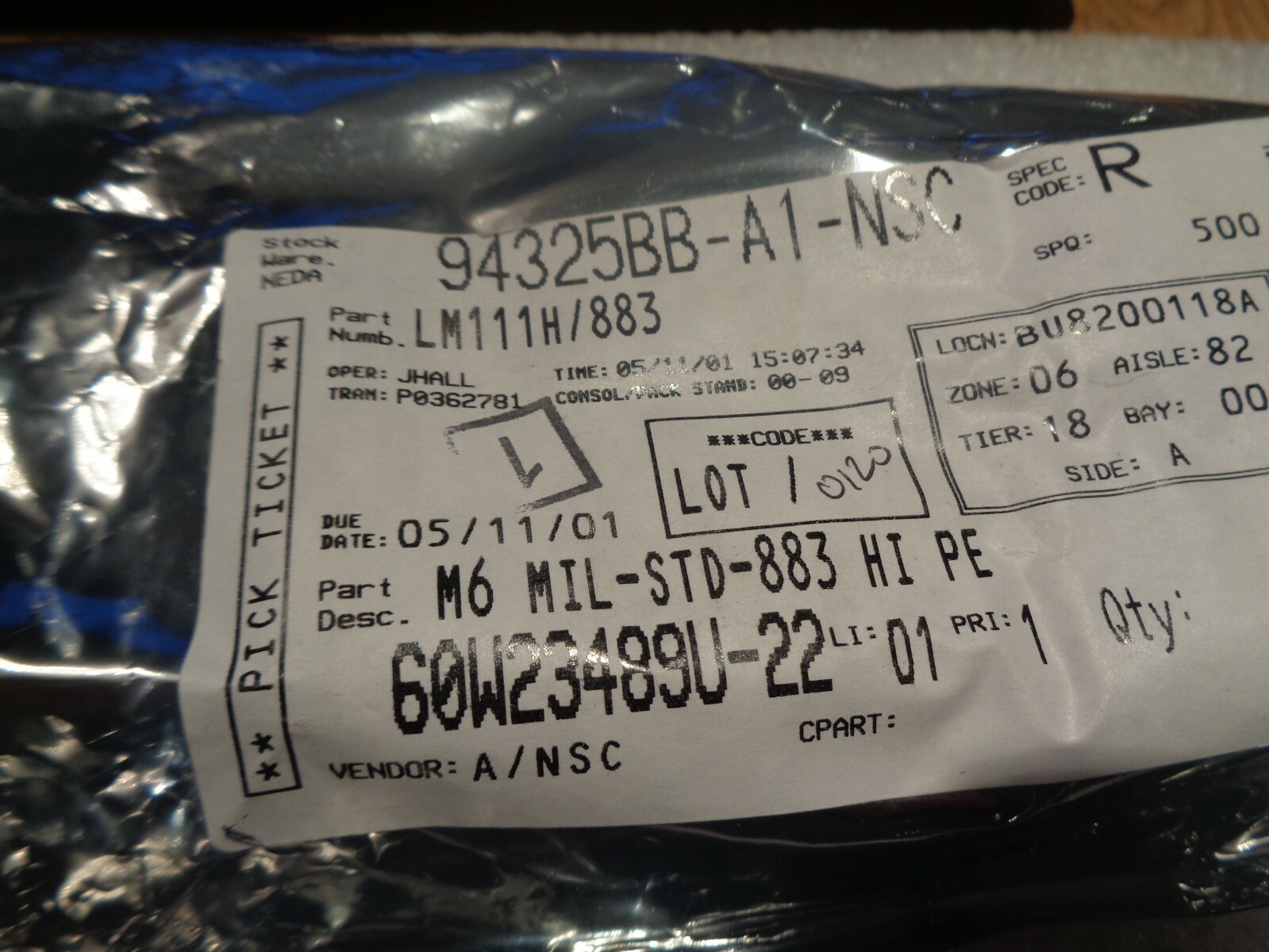 LM111H/883 NATIONAL TO-99 METAL CAN MILITARY SPECIFICATION OF LM111H ...