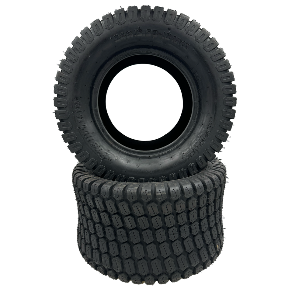 24x12.00-12 4Ply Lawn Mower Tires - Set (Compatible with JD Mowers and ...