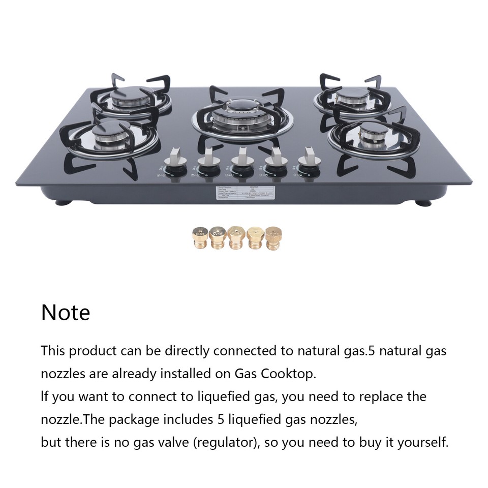 30Inch Built-in Stove Top 5 Burner Stove Hob Cooktop LPG/NG Gas Cooktop ...
